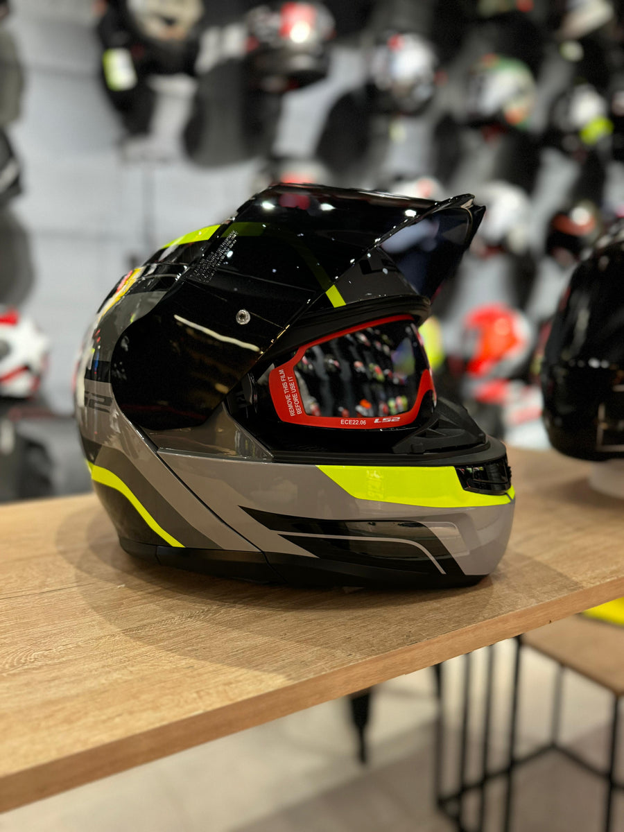 FF908 Strobe II Monza Gloss Black H-V Yellow – www.ls2helmetspk.com