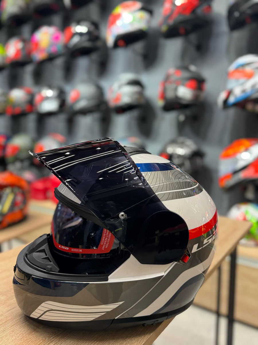 FF908 Strobe II Monza Gloss White Blue Red – www.ls2helmetspk.com