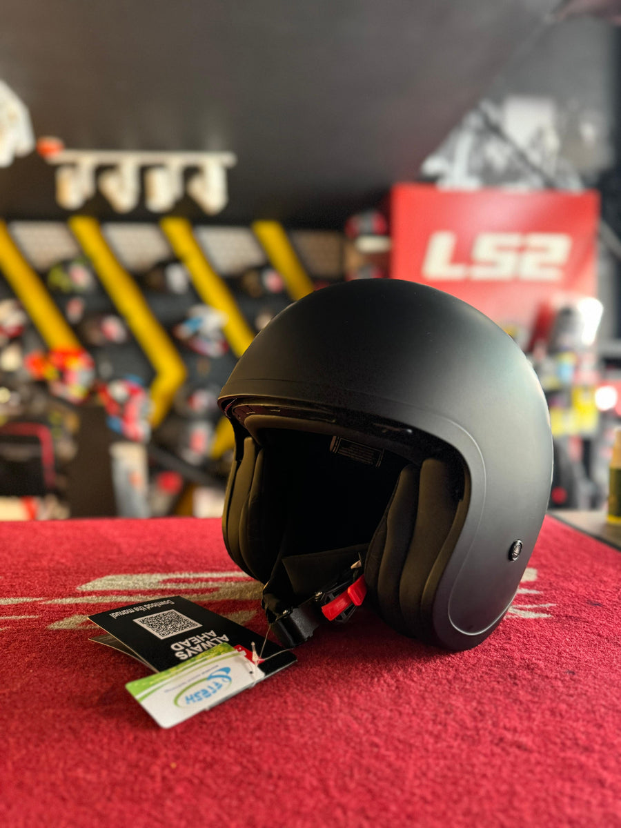 OF599 Spit Fire II Matt Black – www.ls2helmetspk.com